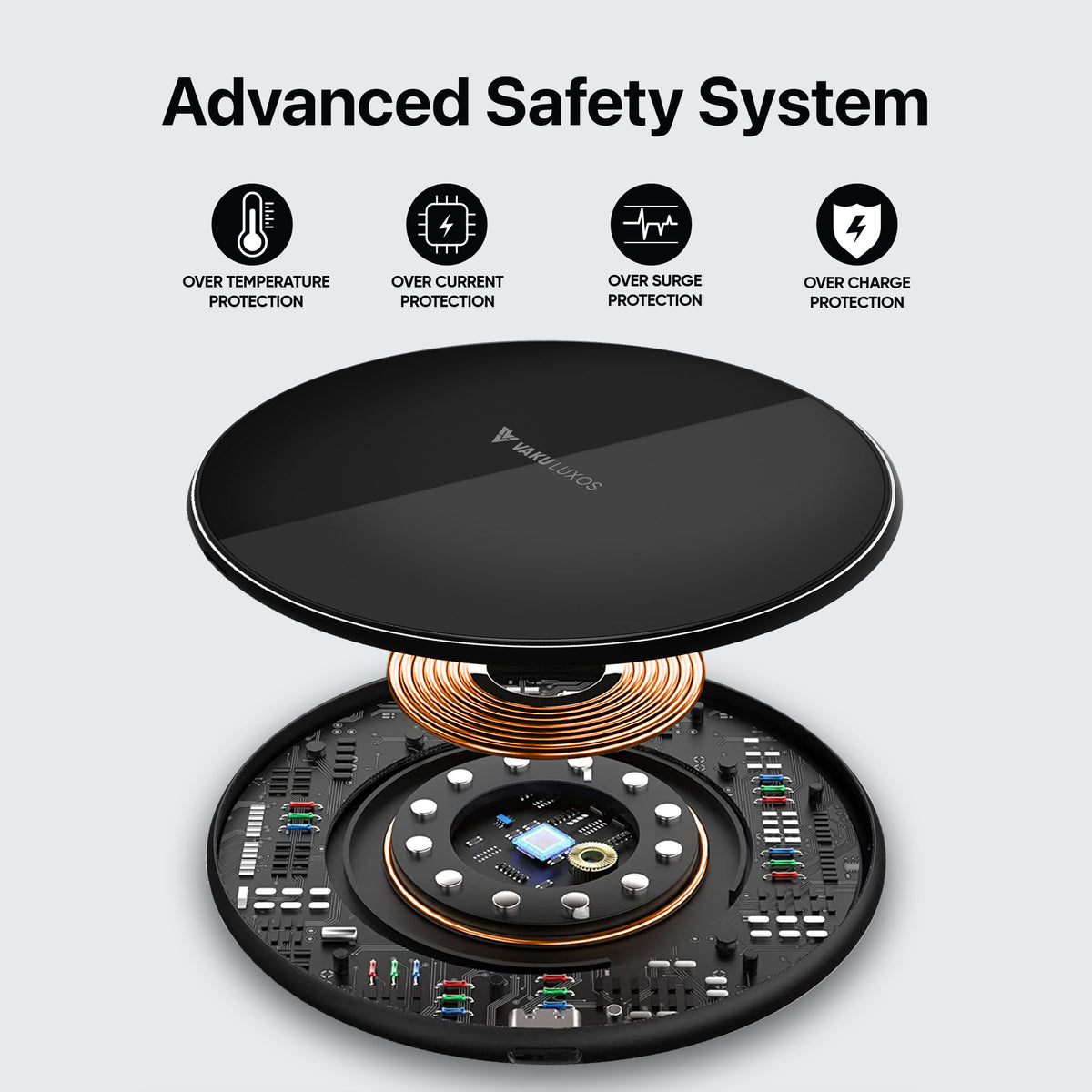 Vaku ® Oxford Series 15W Wireless Charger Fast Charging Pad PD & Qi-Ce ...