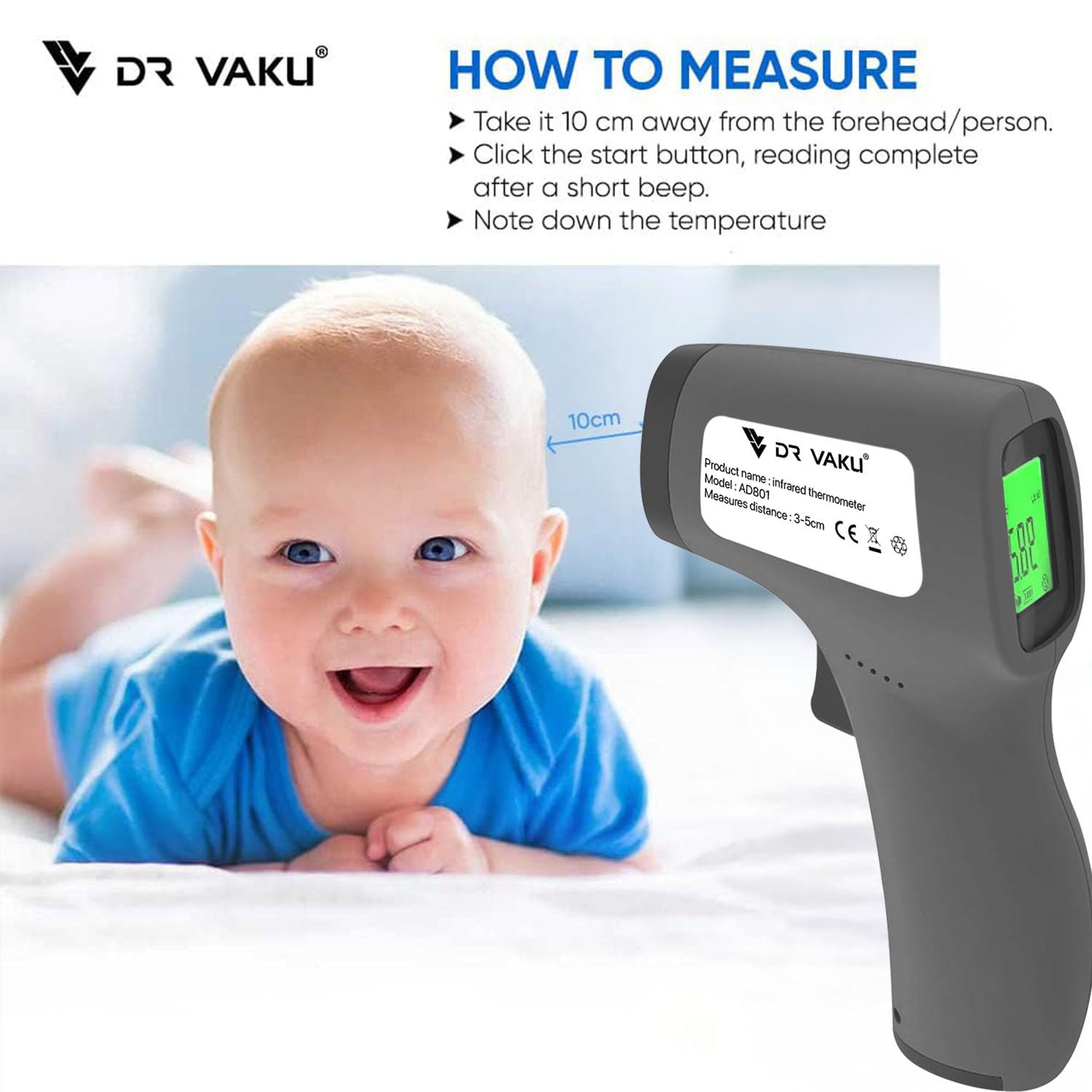 DR VAKU ® Infrared Digital Temperature Gun, Resolution Infrared Thermo ...