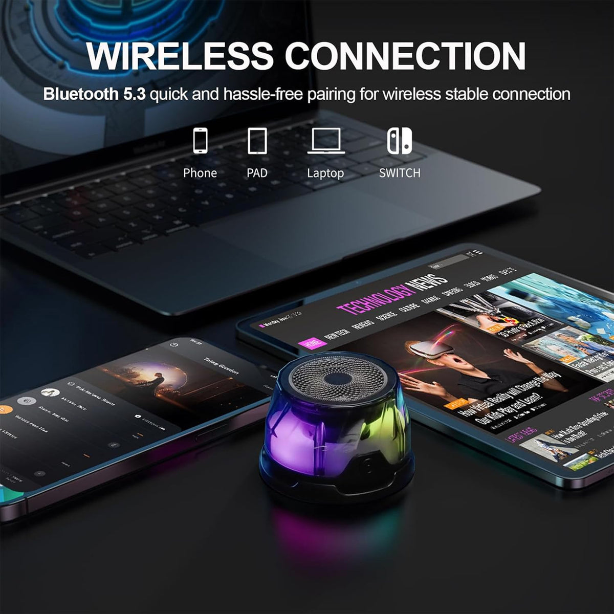 Vaku Luxos ® 4-in-1 Magnetic Bluetooth Speaker | 15W Wireless Charger