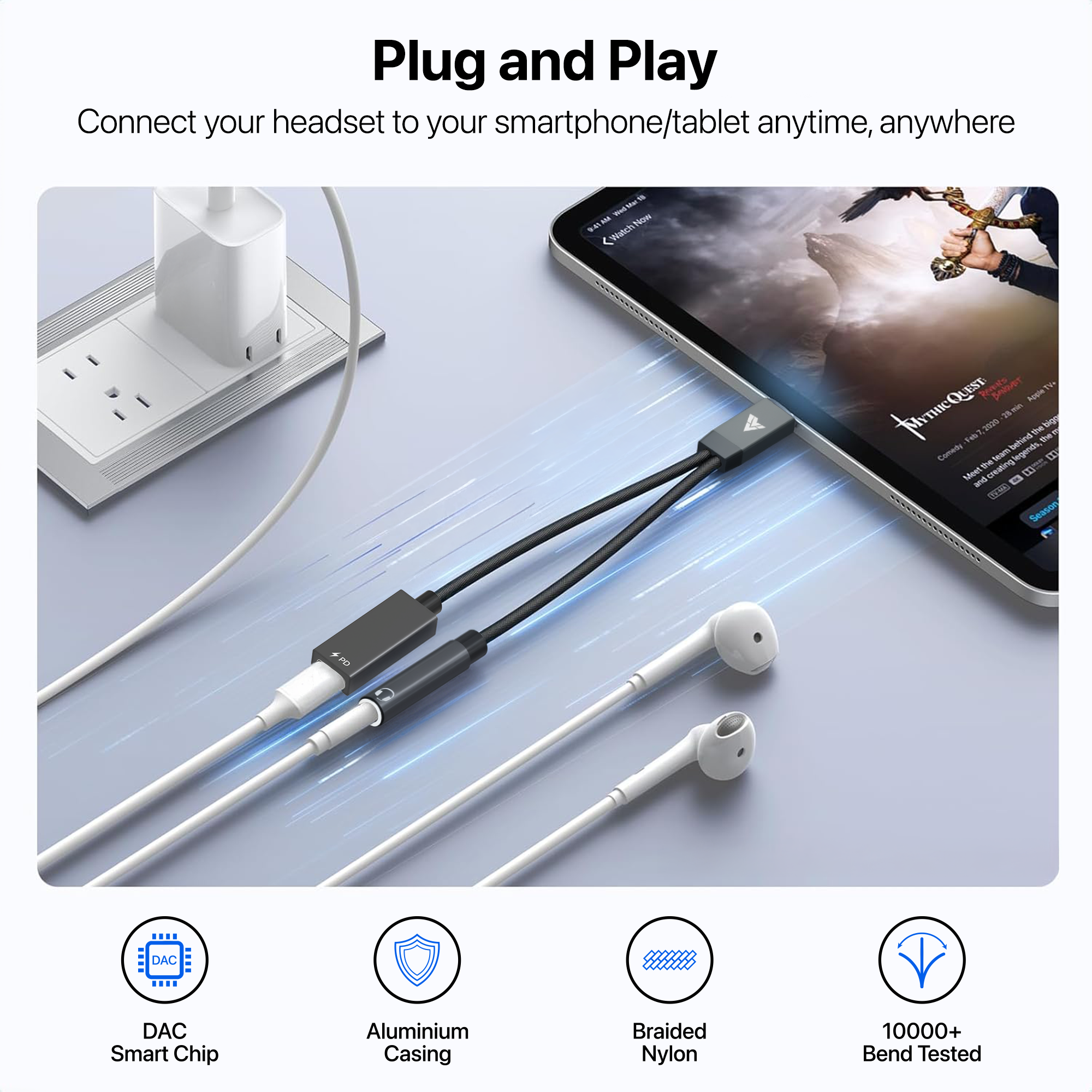 Vaku Luxos ® PROCODER Type-C to Type-C + 3.5mm DAC Audio Converter | A