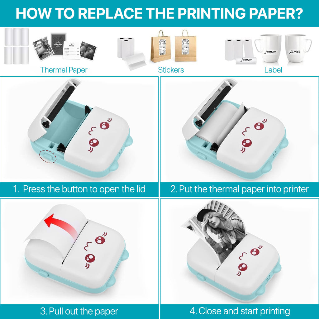 Vaku Luxos ® Mini Bluetooth Thermal Printer – Inkless Pocket Printer