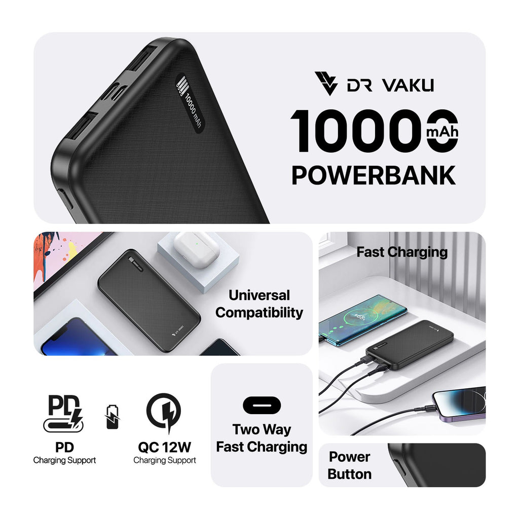 Dr Vaku ® CYREX 10000mAh Power Bank 12W Dual USB Fast Charge | Type-C ...