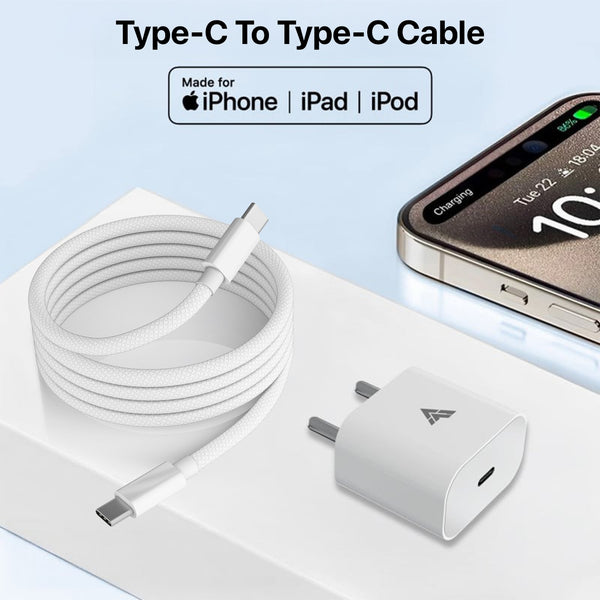 Original 20W iPhone Charger + Type C to Type C [Apple MFi Certified] C ...
