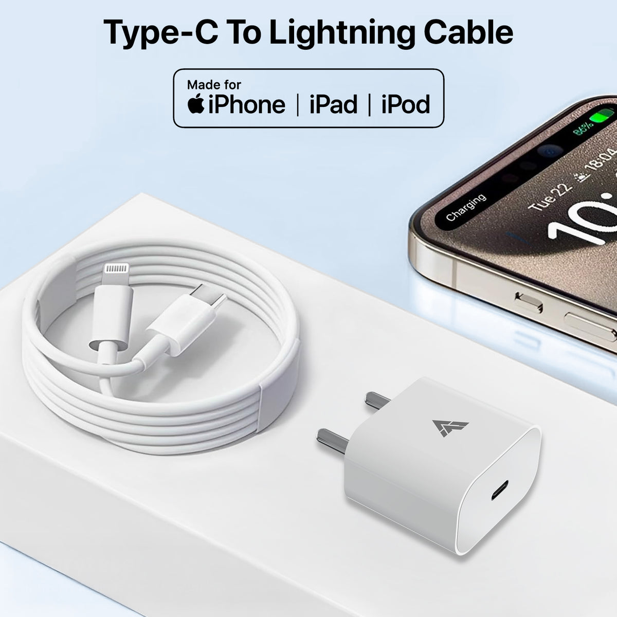 Original 20W iPhone Charger + Type C to Lightning [Apple MFi Certified ...