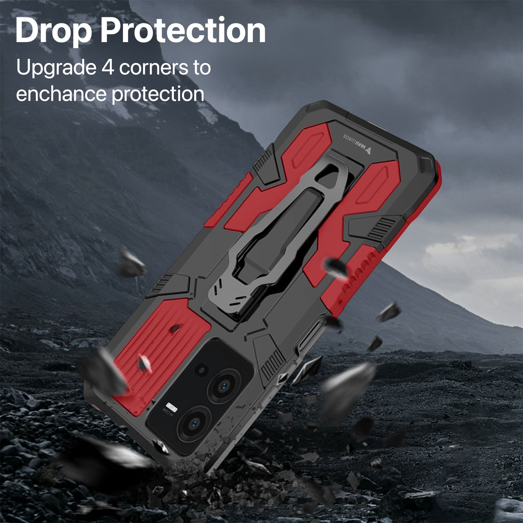 Vaku® Vivo V25 5G Vanguard Military Grade Armor Case with Metal Belt C ...